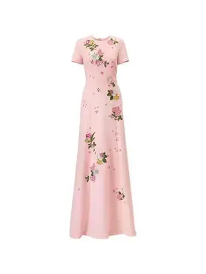 Carolina Herrera Floral-embroidered Maxi Dress - Pink