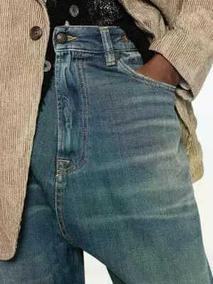 R13 Wide-leg Denim Jeans With Faded Effect