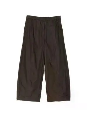 CROQUIS Curved-leg Poplin Trousers - Brown
