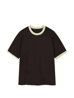 CROQUIS Embroidered-detail Tee - Brown
