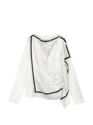 JNBY Pearl Print Draped Blouse - White
