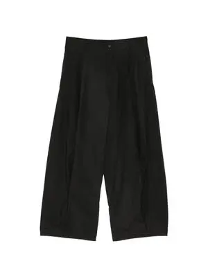 CROQUIS Curved-leg Poplin Trousers - Black