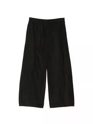 CROQUIS Curved-leg Poplin Trousers - Black