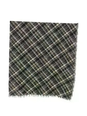 Faliero Sarti Scott Check-pattern Frayed Scarf - Black