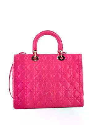 Dior Lady Bag Cannage Quilt Lambskin Tote Bag - Pink