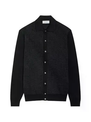 LARDINI Houndstooth Wool Cardigan