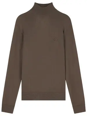 Giorgio Armani Slim Sweater In Virgin Wool With Stockinette Stitch - Brown