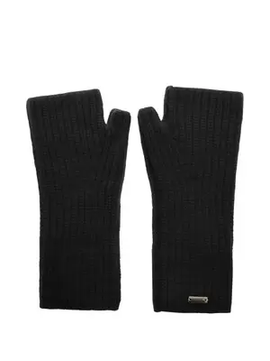 Herno Wool Ribbed Fingerless Gloves - Black