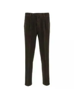 BRIGLIA 1949 Pleated Corduroy Trousers - Brown