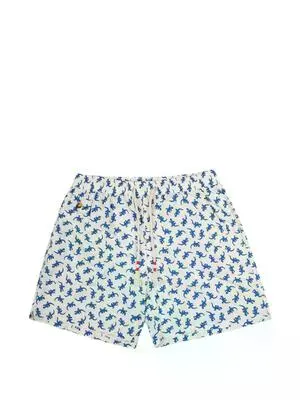 MC2 SAINT BARTH Gecko Print Drawstring Swim Shorts - Neutrals