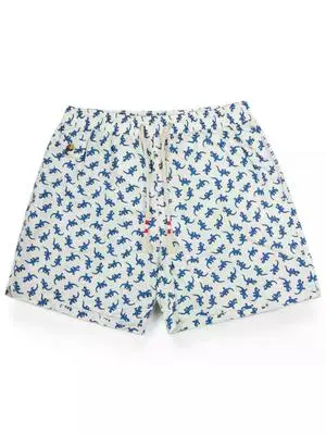 MC2 SAINT BARTH Gecko Print Drawstring Swim Shorts - Neutrals