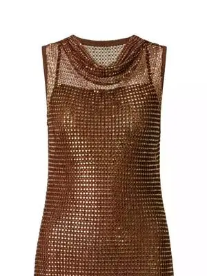 Pinko Sequin-embellished Cowl Neck Sleeveless Dress