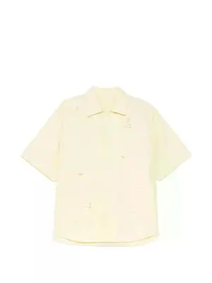 CROQUIS Eyelet-embroidery Short-sleeve Shirt - Yellow