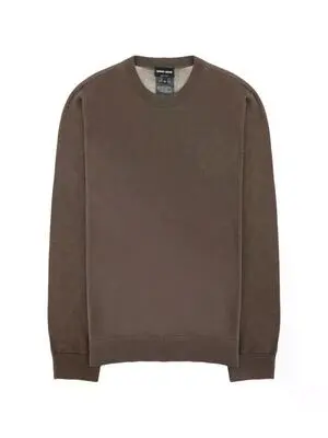Giorgio Armani Logo-embroidered Virgin Wool Sweater - Brown
