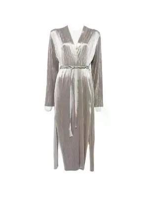 FORTE_FORTE Plissé-effect Belted Coat - Grey