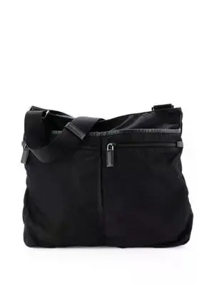Prada Front Pocket Messenger Bag Tessuto Medium Crossbody Bag - Black