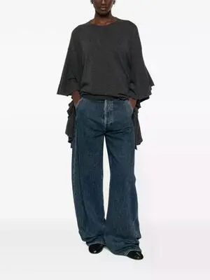 UMA WANG Ruffled Sleeve Cashmere Jumper - Grey