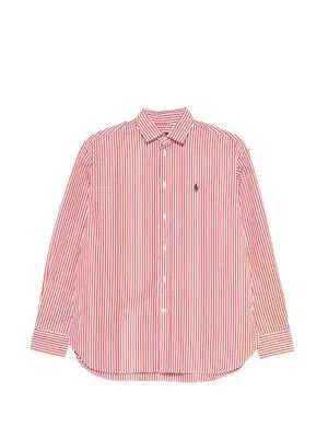 Polo Ralph Lauren Vertical-stripe Embroidered-logo Shirt - Orange