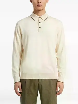 Kiton Contrast-trim Long-sleeve Polo Shirt