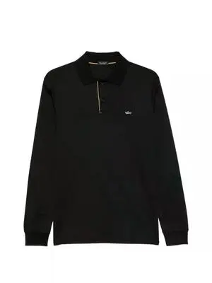 Paul & Shark Logo-plaque Long-sleeve Polo Shirt - Black