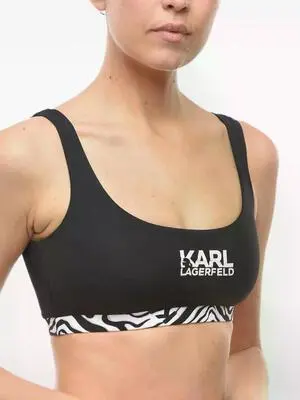 Karl Lagerfeld Logo-print Animal-pattern Bikini Top