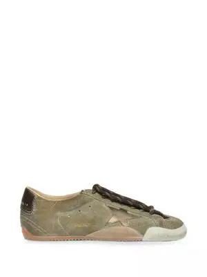 GOLDEN GOOSE True-star In Olive Suede With Gold Star Sneakers - Green