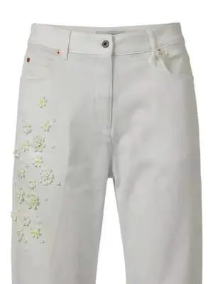 Valentino Garavani Cropped Jeans With Floral Appliqu