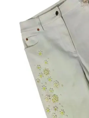 Valentino Garavani Cropped Jeans With Floral Appliqu