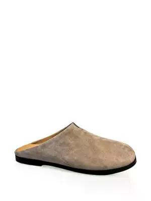 SERGIO MORETTI FIRENZE Suede Slip-on Flat Mules - Neutrals