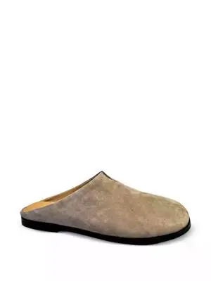 SERGIO MORETTI FIRENZE Suede Slip-on Flat Mules - Neutrals
