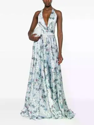 GIADA CURTI Floral Print Halterneck Maxi Dress