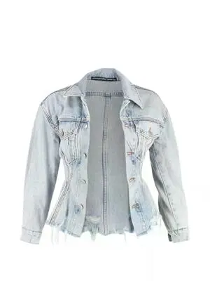 ALEXANDER WANG Sculpted Raw-hem Denim Jacket - Blue