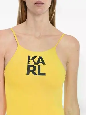 Karl Lagerfeld Logo-print Spaghetti-strap Swimsuit