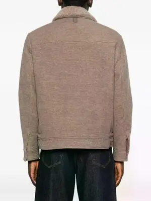 Canali Shearling Collar Patch Pocket Jacket