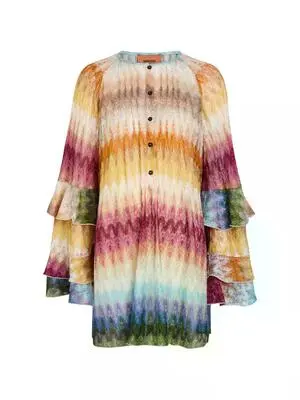 Missoni Zigzag Knit Ruffled-sleeve Mini Dress