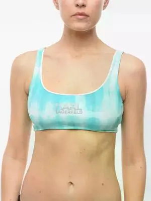 Karl Lagerfeld Tie-dye Cut-out Bikini Top - Blue