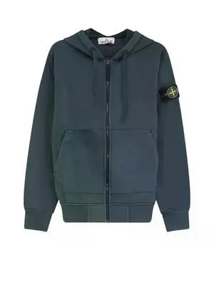 Stone Island Logo-patch Zip-up Hoodie - Green
