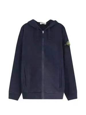 Stone Island Logo-patch Zip-up Hoodie - Blue