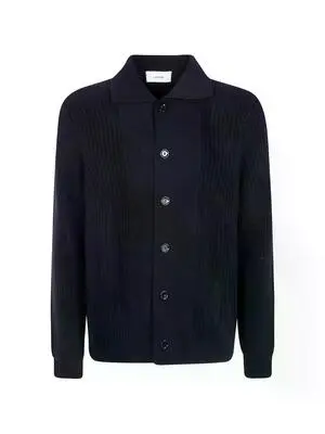 LARDINI Ribbed Knit Polo Cardigan