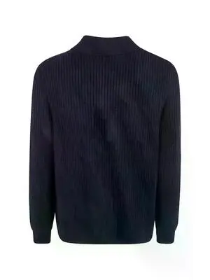 LARDINI Ribbed Knit Polo Cardigan