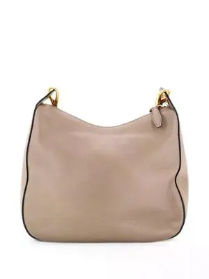 Prada Striped Strap Zip Hobo Vitello Daino Medium Crossbody Bag
