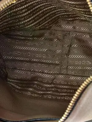 Prada Striped Strap Zip Hobo Vitello Daino Medium Crossbody Bag