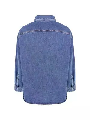 Emporio Armani Cotton Denim Shirt With A Chest Pocket And Metallic Buttons - Blue
