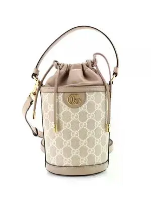 Gucci Ophidia Top Handle Gg Coated Canvas With Leather Mini Bucket Bag - Neutrals