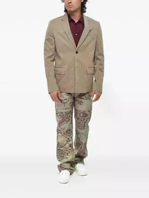 Off-White Cotton Twill Blazer With Flap Pockets - Neutrals