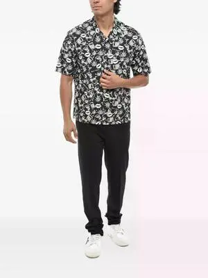 Palm Angels Graphic-print Chest-pocket Shirt - Black