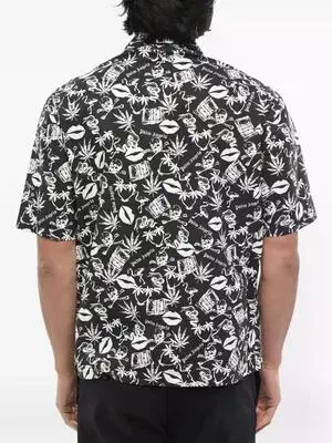 Palm Angels Graphic-print Chest-pocket Shirt - Black
