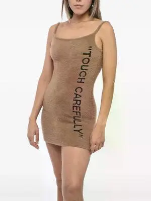 Off-White Fuzzy Embroidered Mini Dress