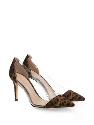 GIANVITO ROSSI Plexi 85 Leopard-print Pumps