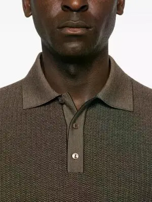 Agnona Textured Long-sleeve Polo Shirt